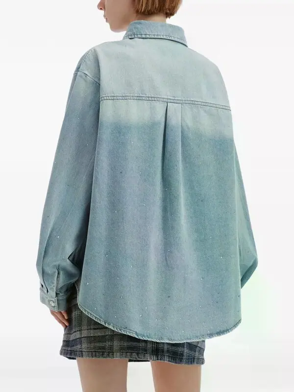 B+AB Crystal-embellished Washed-denim Shirt