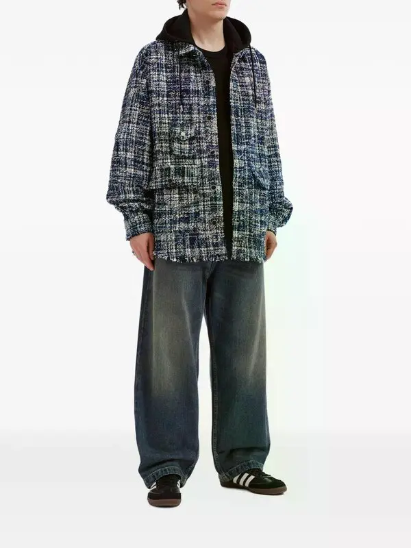 MUSIUM DIV. Tweed Check Drawstring Hooded Jacket