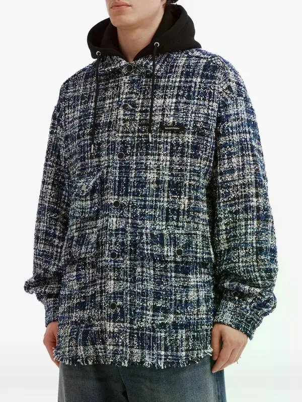 MUSIUM DIV. Tweed Check Drawstring Hooded Jacket