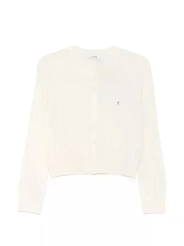Sandro Check-pattern Round-neck Cardigan - Neutrals