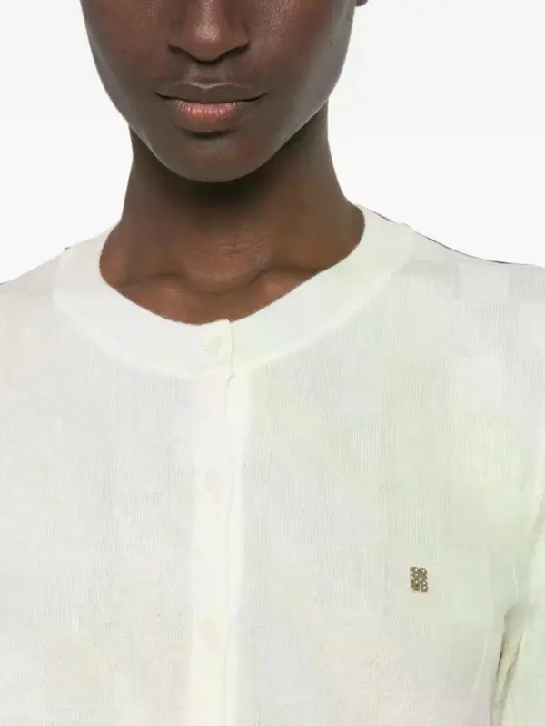 Sandro Check-pattern Round-neck Cardigan