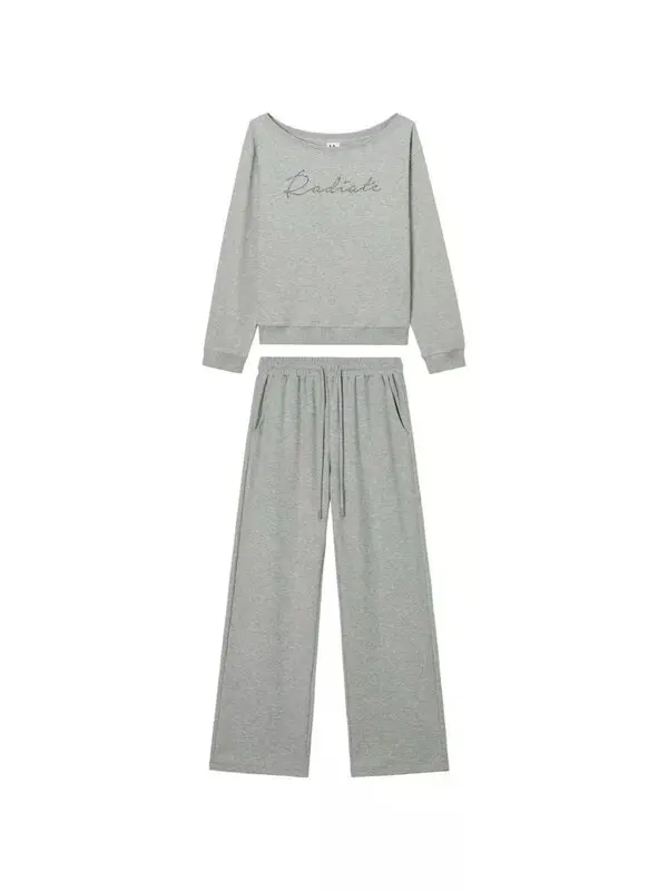 B+AB Embellished Off-shoulder Tracksuit - Grey