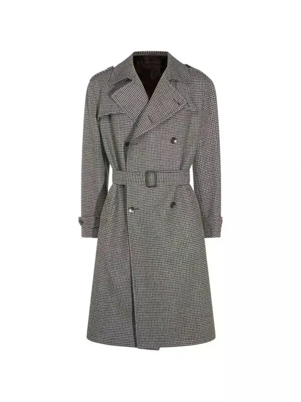 Tagliatore Houndstooth Double-breasted Coat - Grey