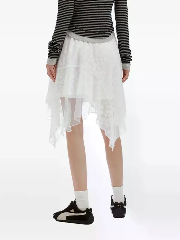 MINI CREAM Star-print Handkerchief-hem Skirt