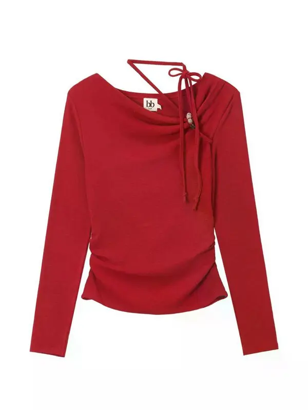 B+AB Bead-embellished Ruched Blouse - Red