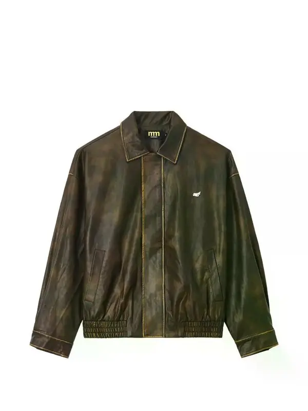 MINI CREAM Distressed-effect Elasticated-hem Jacket - Brown
