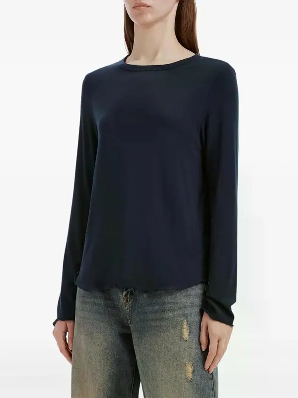 B+AB Logo-embroidered Lettuce-trim Crewneck T-shirt