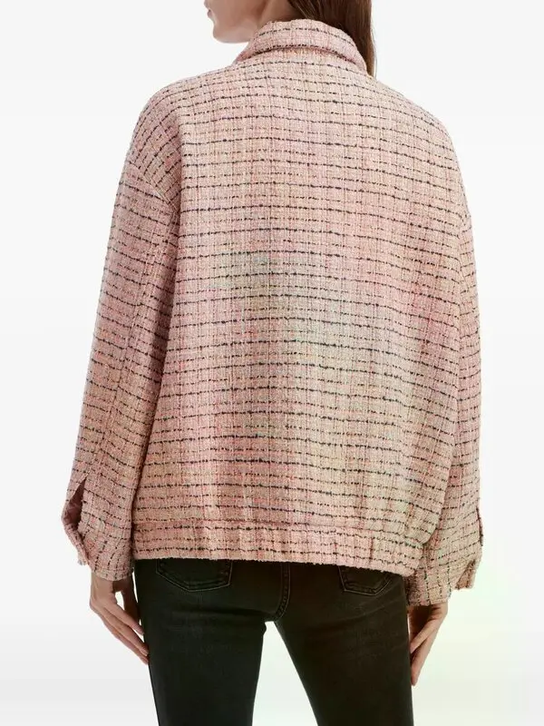 B+AB Tweed Button-up Jacket With Checked Pattern