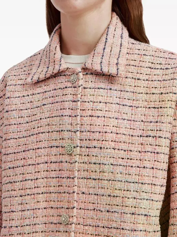 B+AB Tweed Button-up Jacket With Checked Pattern