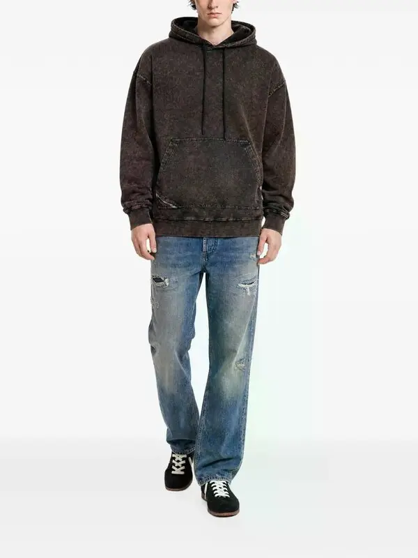 DIESEL® Treated Denim-effect Hoodie - Brown