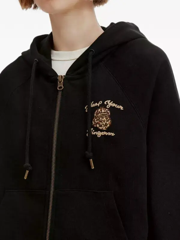 FINGERCROXX Logo-embroidered Zip-up Hoodie