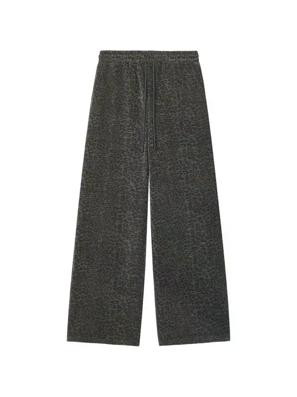 TOUT A COUP Leopard-print Drawstring Track Pants - Grey