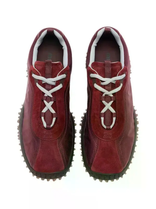Miu Miu Technical Fabric And Suede Sneakers - Red