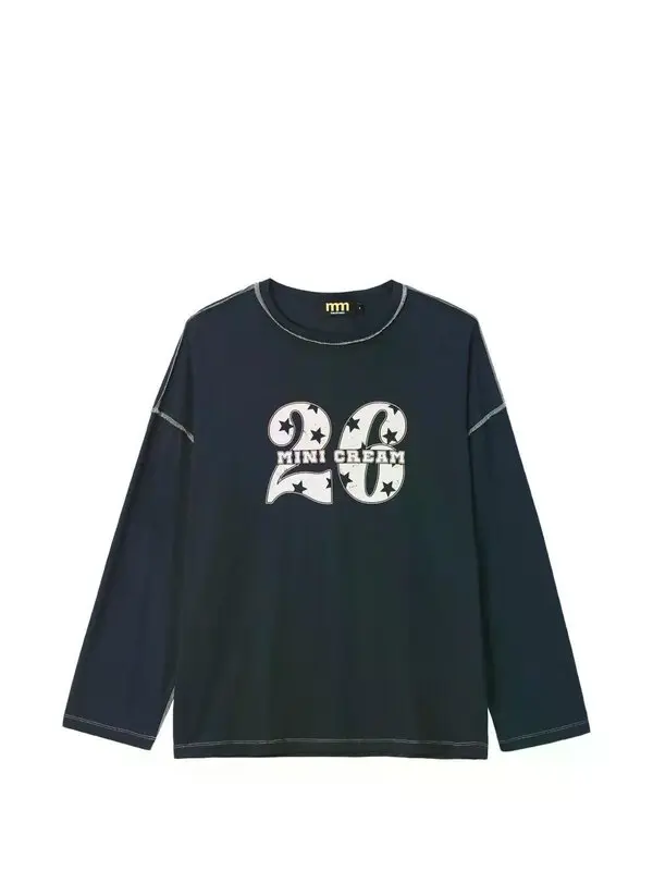MINI CREAM Logo-print Contrast-stitch T-shirt - Blue