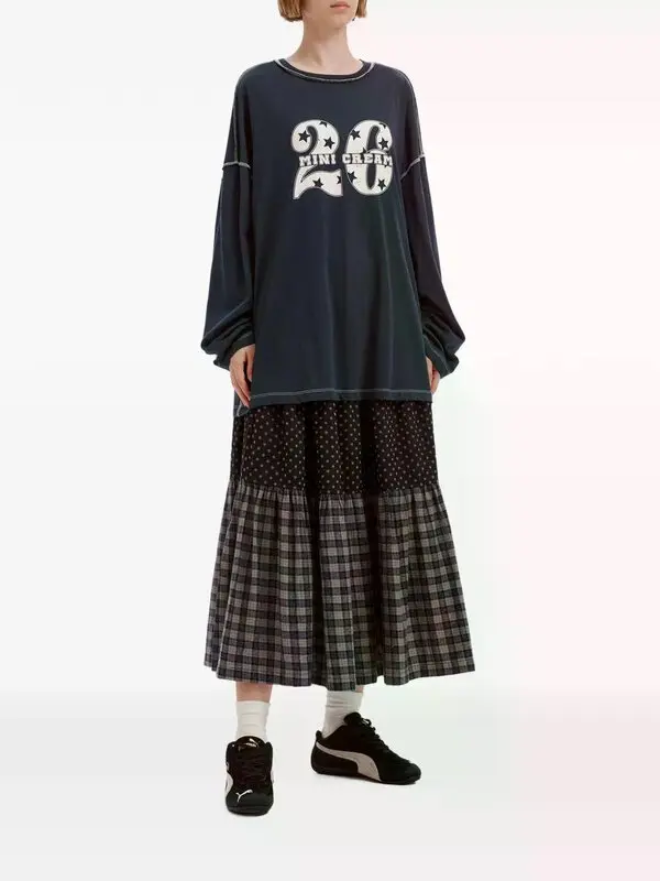 MINI CREAM Logo-print Contrast-stitch T-shirt