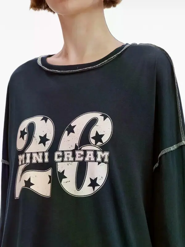 MINI CREAM Logo-print Contrast-stitch T-shirt