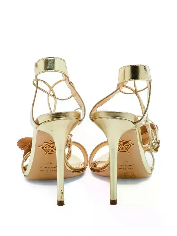 CHARLOTTE OLYMPIA Leather Flower Detail Ankle Tie Stiletto Sandals