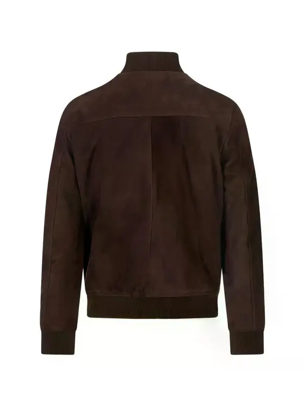 STEWART Button-up Suede Bomber Jacket - Brown