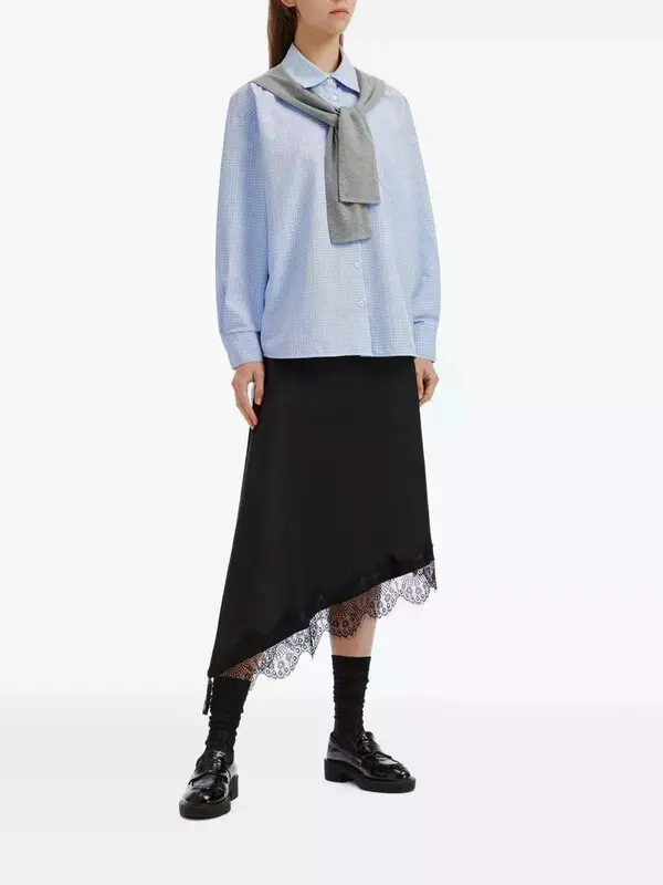 B+AB Lace-trim Asymmetric Midi Skirt