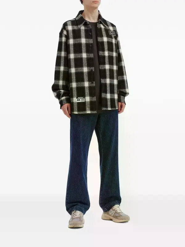 FINGERCROXX Check-print Logo-patch Shirt