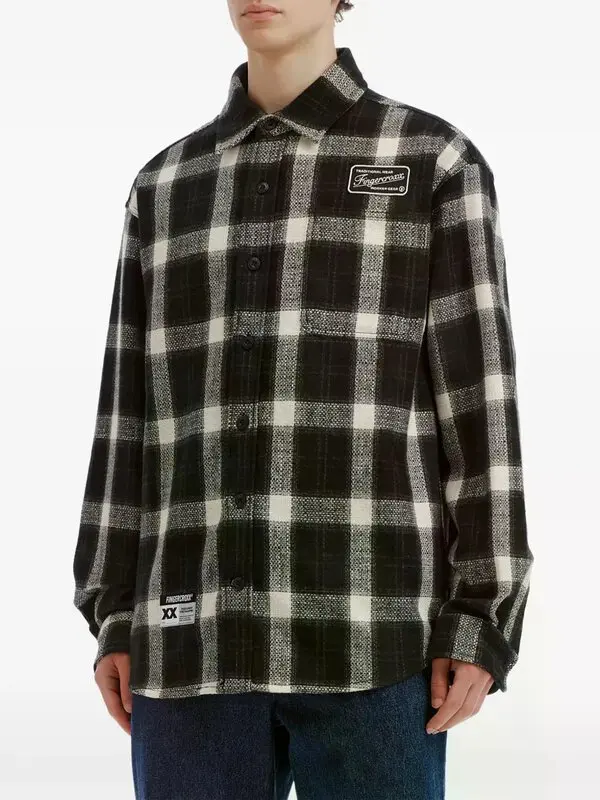 FINGERCROXX Check-print Logo-patch Shirt