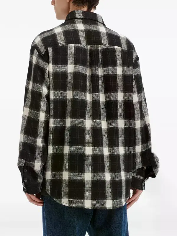 FINGERCROXX Check-print Logo-patch Shirt
