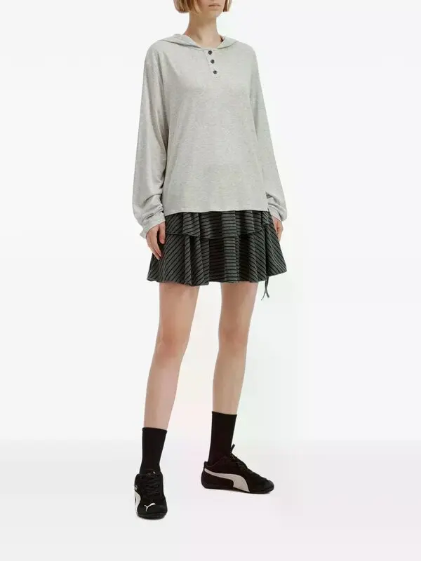 MINI CREAM Pleated-skirt And Hoodie Set