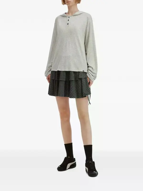 MINI CREAM Pleated-skirt And Hoodie Set