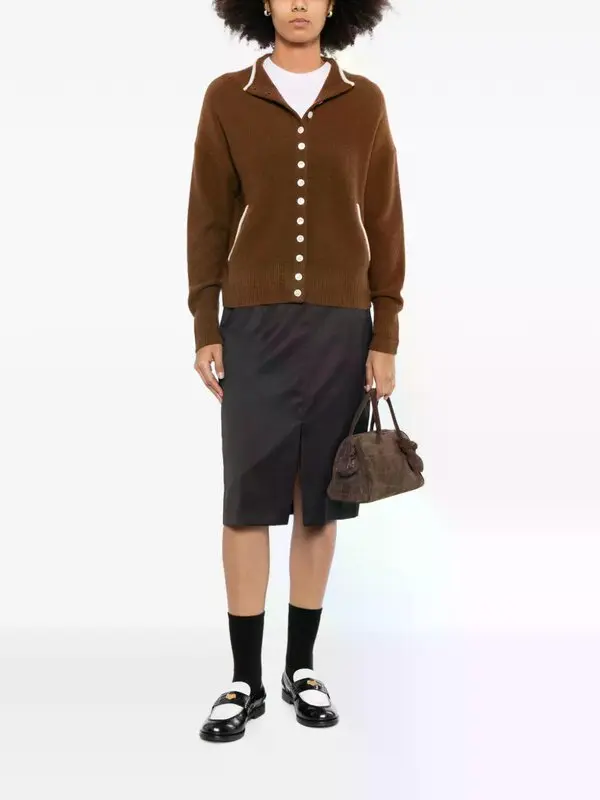 CUDDLEUP Contrast-trim Front-button Cardigan