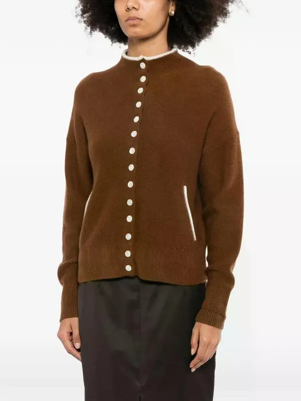 CUDDLEUP Contrast-trim Front-button Cardigan