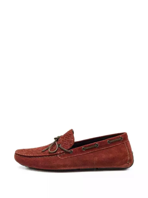Bottega Veneta Intrecciato Suede Loafers - Red