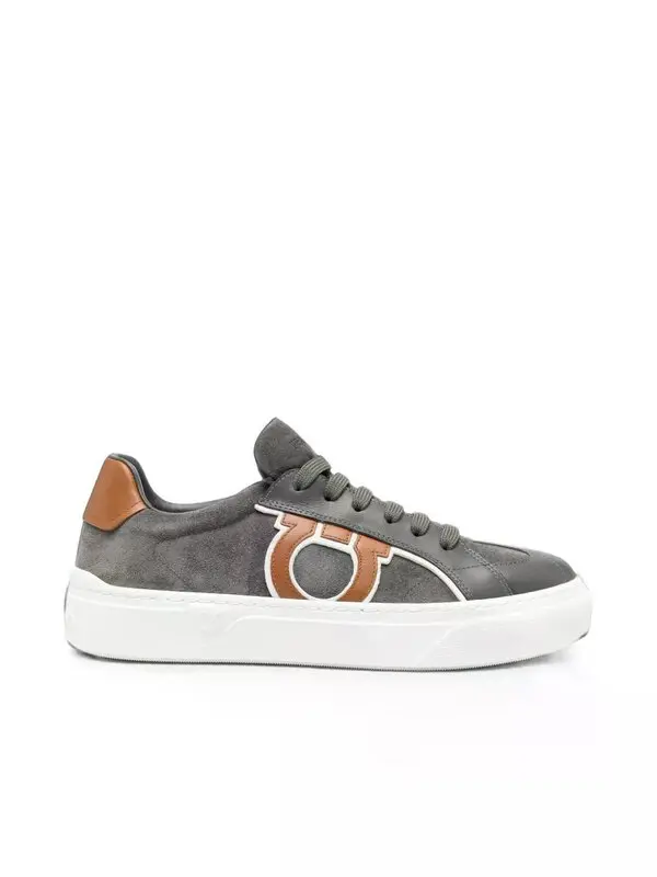 FERRAGAMO Gancini Suede Sneakers - Grey