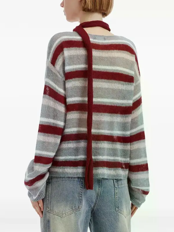 TOUT A COUP Striped Scarf-detail Sweater