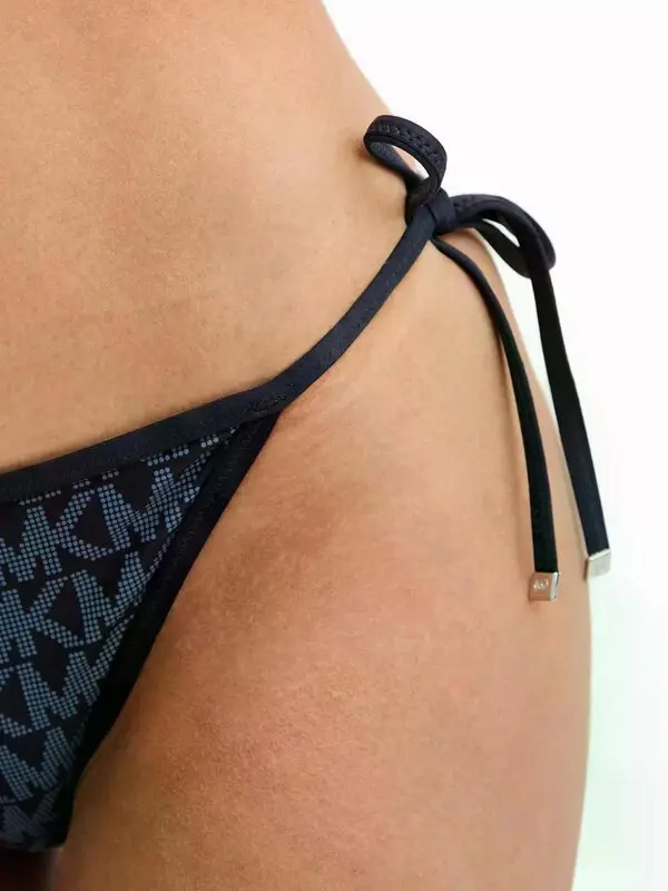 Michael Kors Logo-print Side-tie Bikini Bottoms - Blue