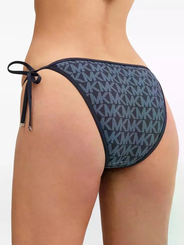 Michael Kors Logo-print Side-tie Bikini Bottoms - Blue
