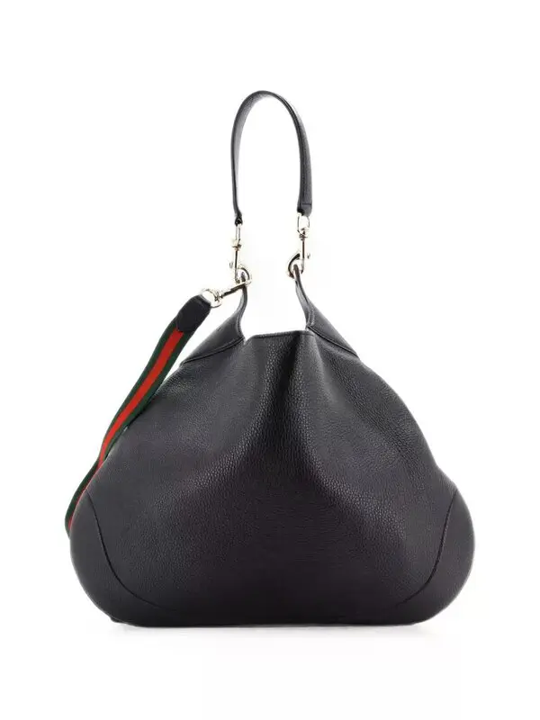 Gucci B Shoulder Bag Leather Large Hobo Bag - Black