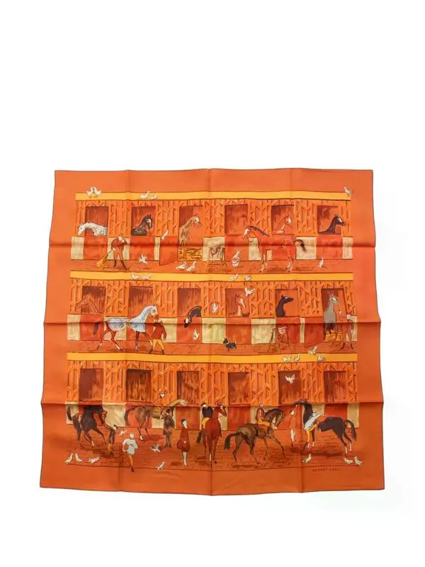 Hermès 1999-2007 Les Boxes Silk Scarf 90 Scarves - Orange