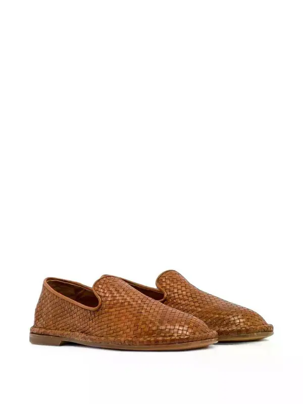 BUTTERO® Ercole Woven Leather Loafers - Brown