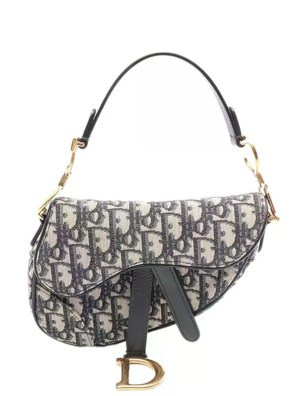 Dior 2000-2018 Mini Oblique Canvas Saddle Bag Satchel - Blue