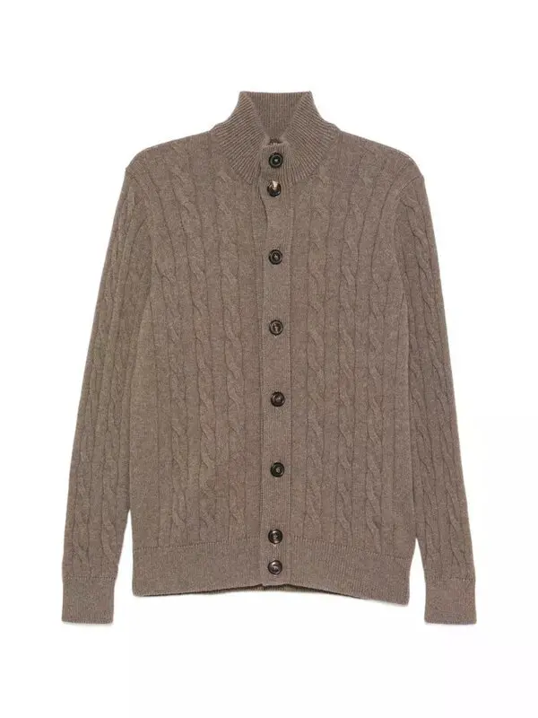 FILIPPO DE LAURENTIIS Taupe Cable-knit Cardigan - Brown
