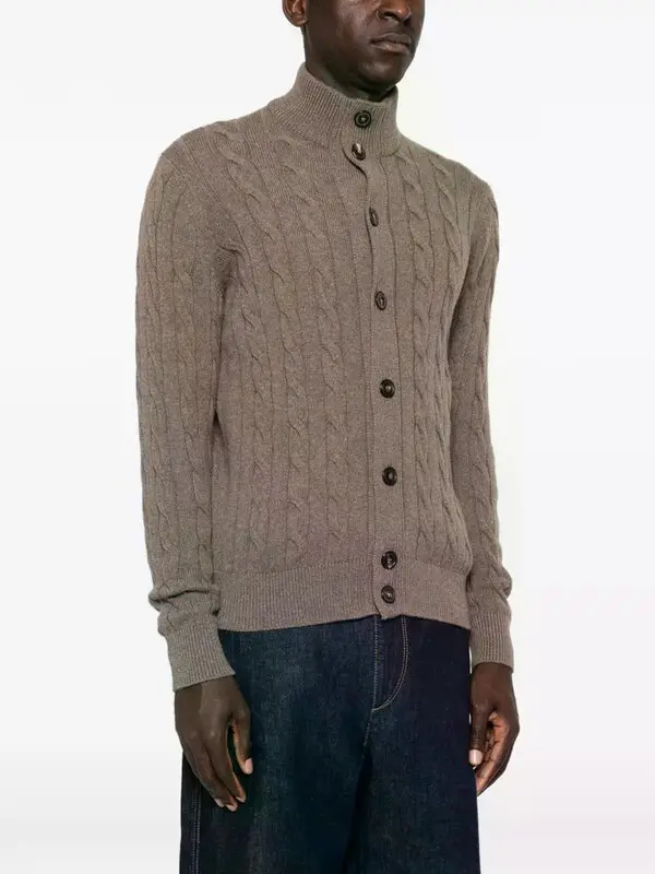 FILIPPO DE LAURENTIIS Taupe Cable-knit Cardigan