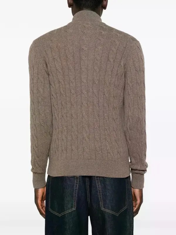FILIPPO DE LAURENTIIS Taupe Cable-knit Cardigan