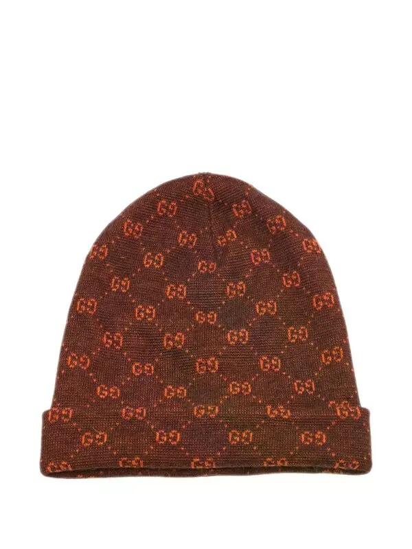Gucci Gg Jacquard Beanie Hat - Brown