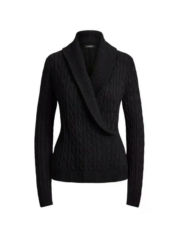 Ralph Lauren Cable-knit Shawl-collar Sweater - Black