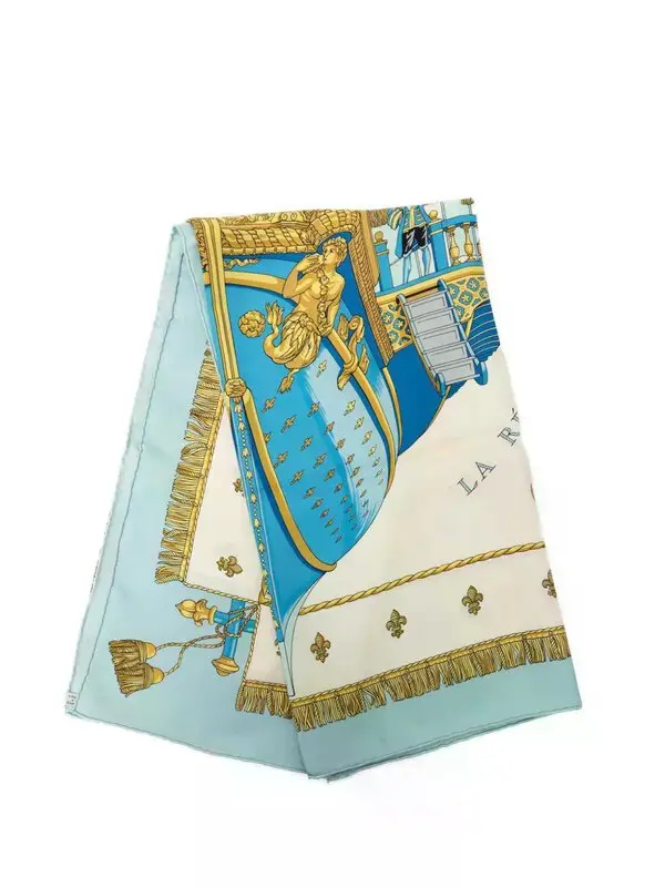 Hermès 1990-2007 Vue Du Carrosse De Galere La Reale Silk Scarf 90 Scarves - White