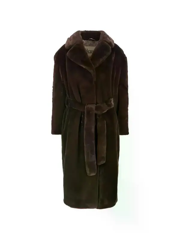 Herno Belted Faux-fur Coat - Brown