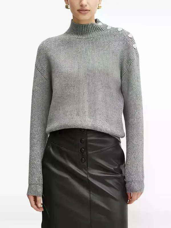 MORGAN Heart-button Roll-neck Sweater