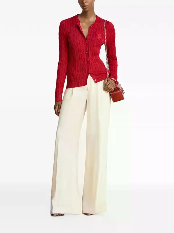 Ralph Lauren Cable-knit Embroidered-logo Cardigan