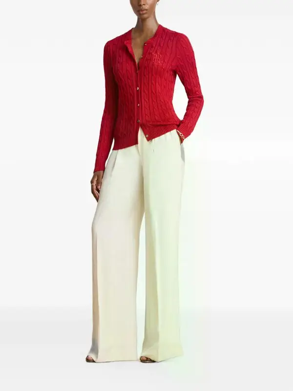 Ralph Lauren Cable-knit Embroidered-logo Cardigan