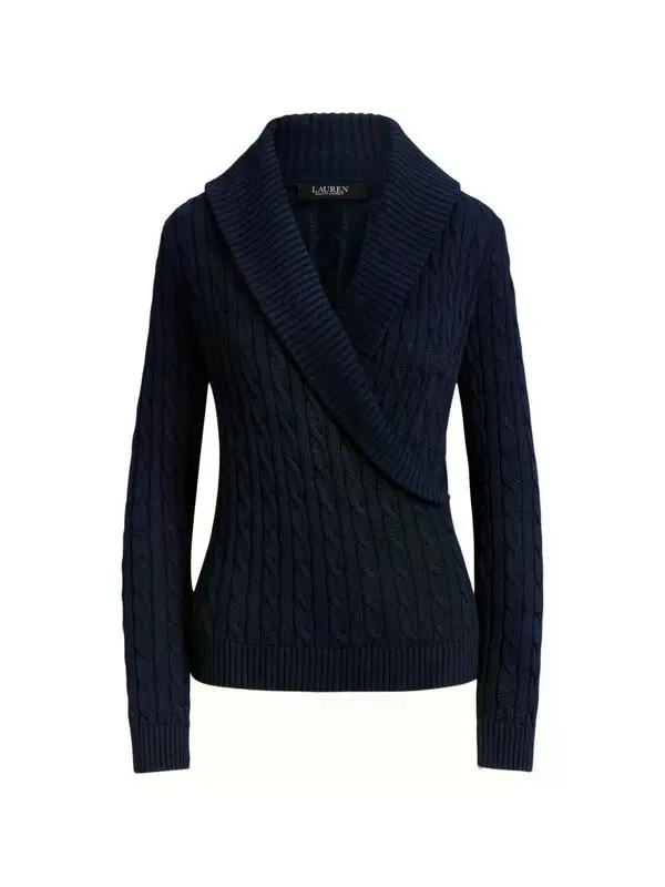 Ralph Lauren Cable-knit Shawl-collar Sweater - Blue